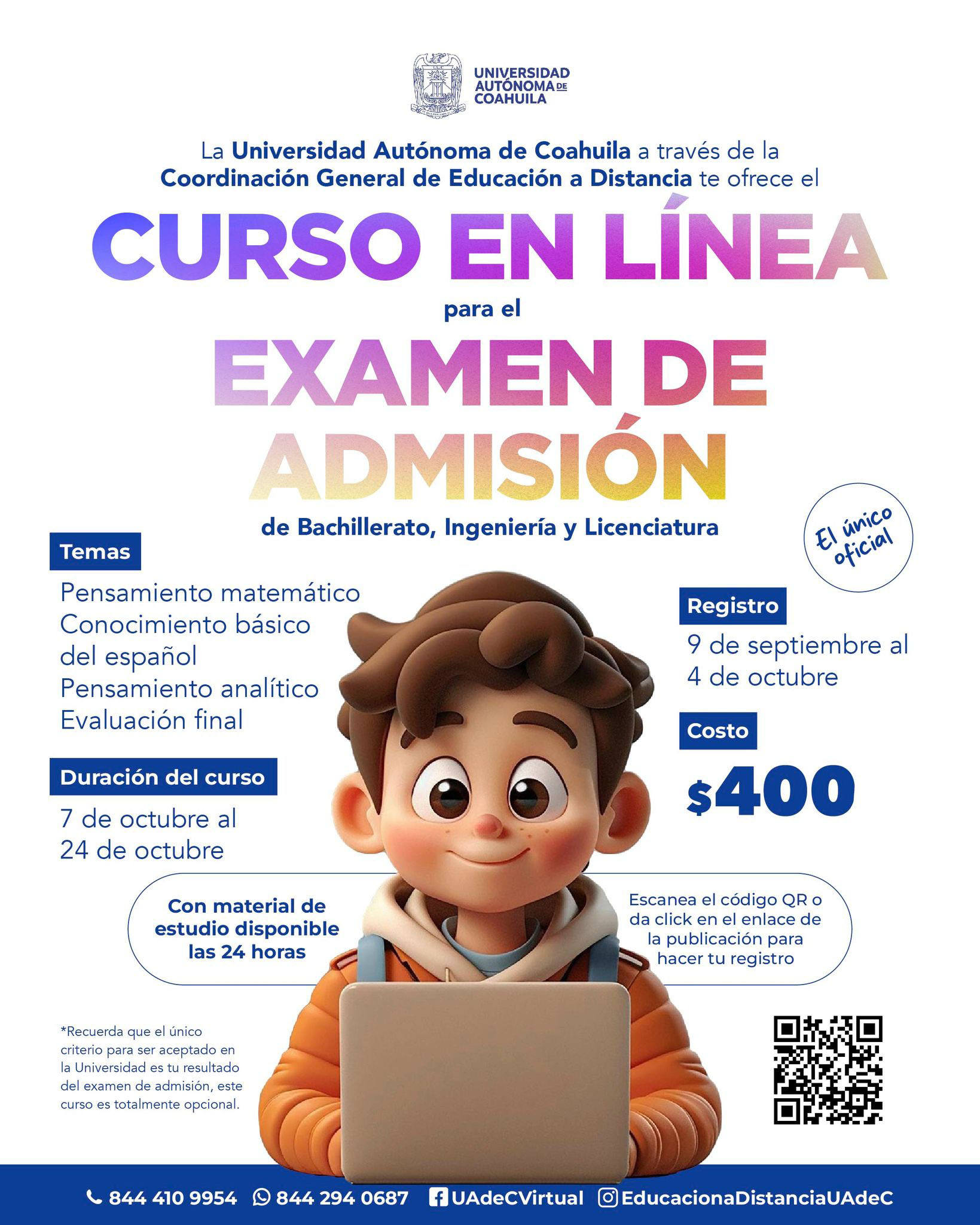 Convoca UAdeC a sus Aspirantes a Prepararse con el Curso en Línea para ... Convoca UAdeC a sus Aspirantes a Prepararse con el Curso en Línea para ...